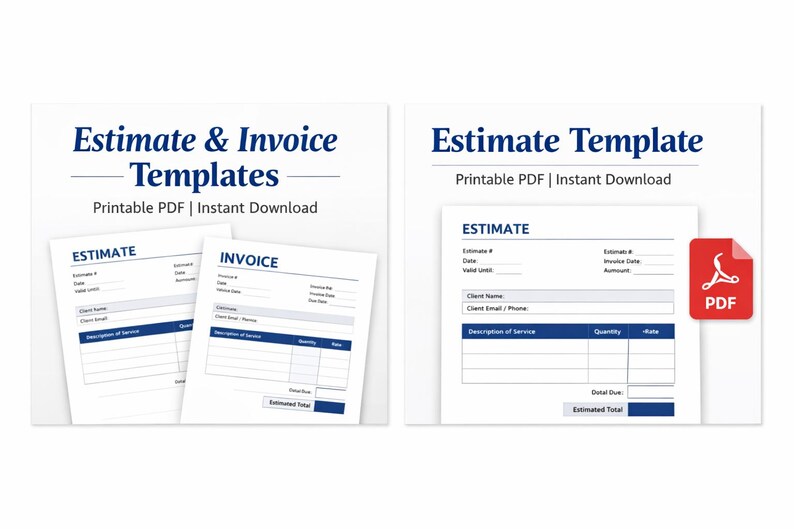 Estimate & Invoice Template | Printable Business PDF Forms | Small ...