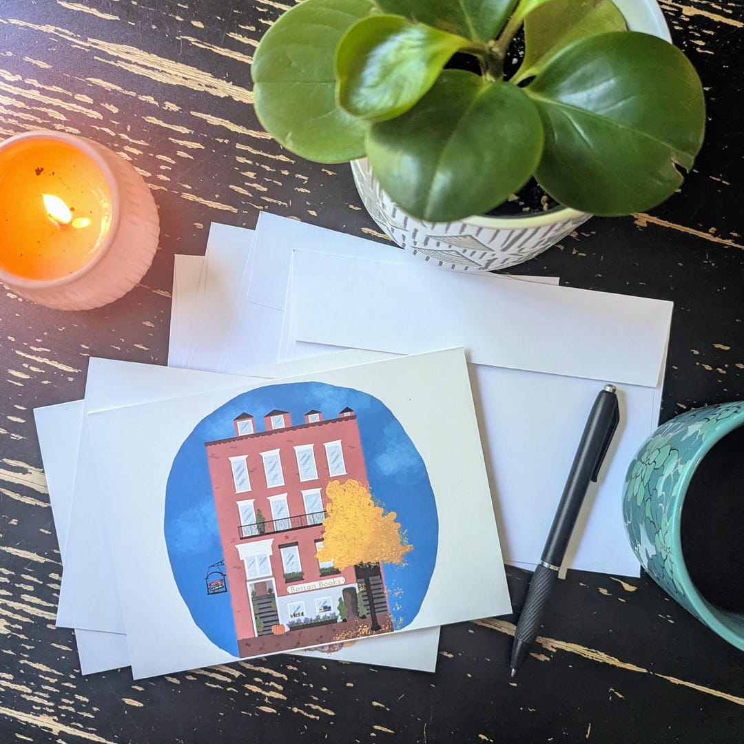 Boston Bookstore Greeting Card Set | Hand-illustrated Literary ...