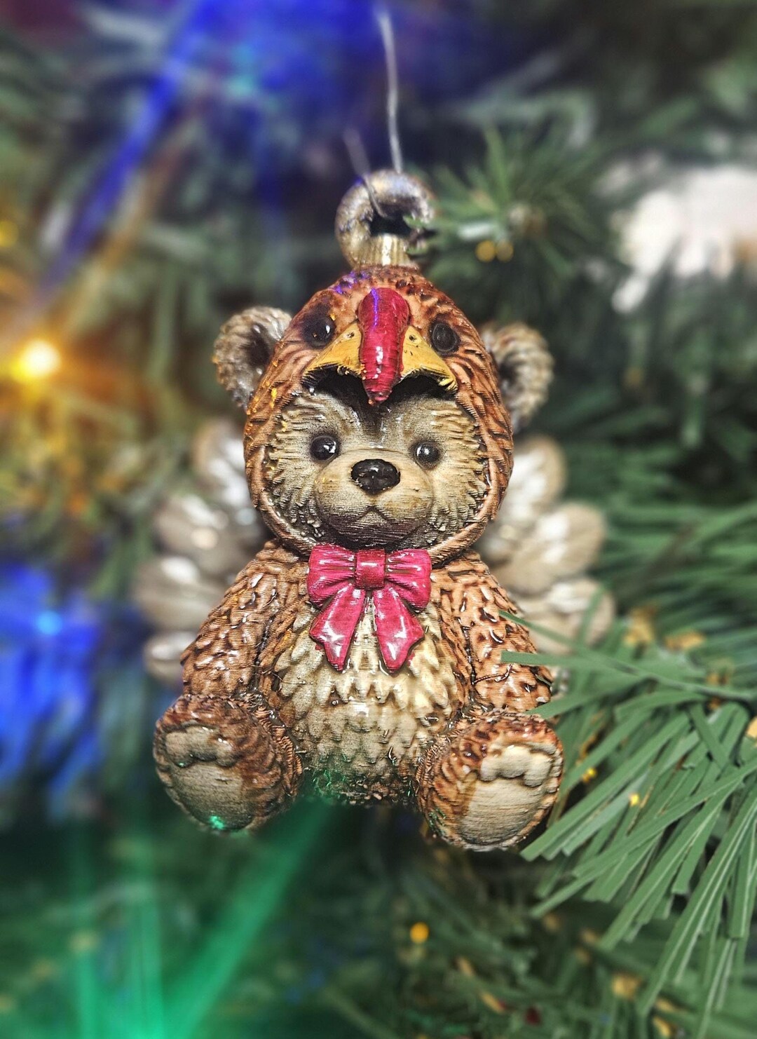 Hand-painted Teddy Bear Christmas Ornament - 3d Printed Holiday ...