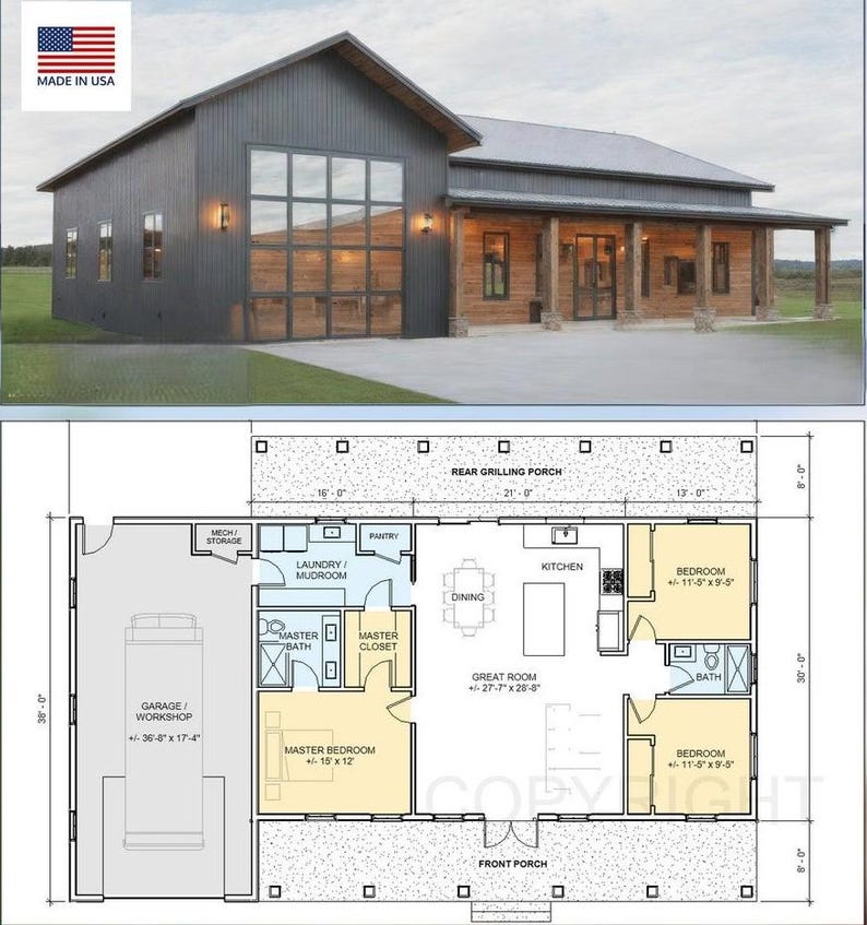 Build Your Own Barndominium Guide + Floor Plans | DIY Home Builder Kit ...