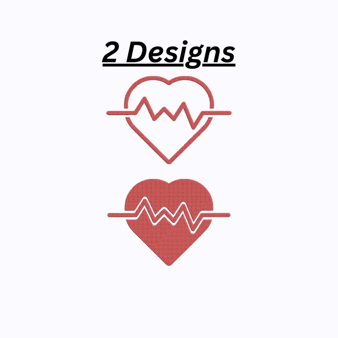 Heartbeat Embroidery Design | Heart Line | 2 Designs | Love Pulse ...