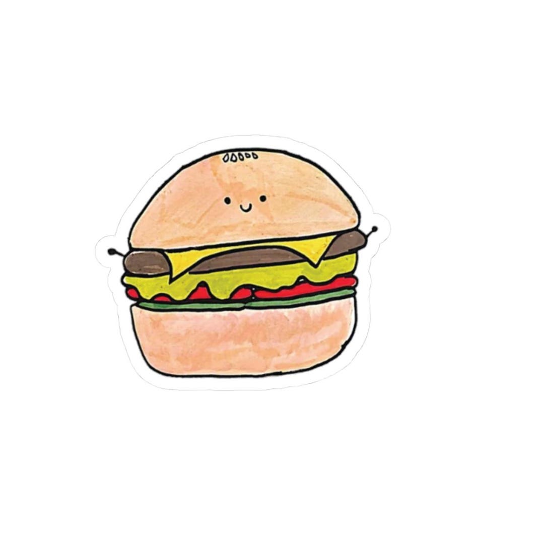 Cartoon Burger Sticker: Glossy Vinyl Decal - Etsy
