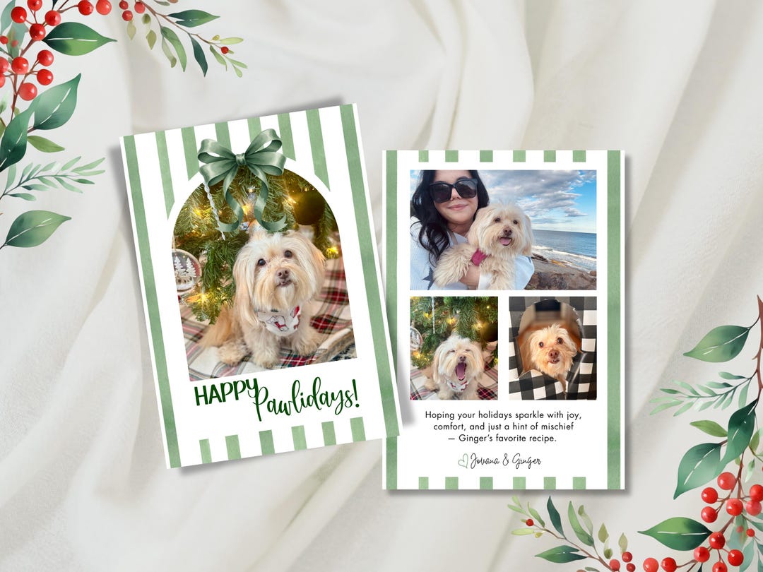 Editable Pet Holiday Card Template, Dog Christmas Card (5x7" Digital ...