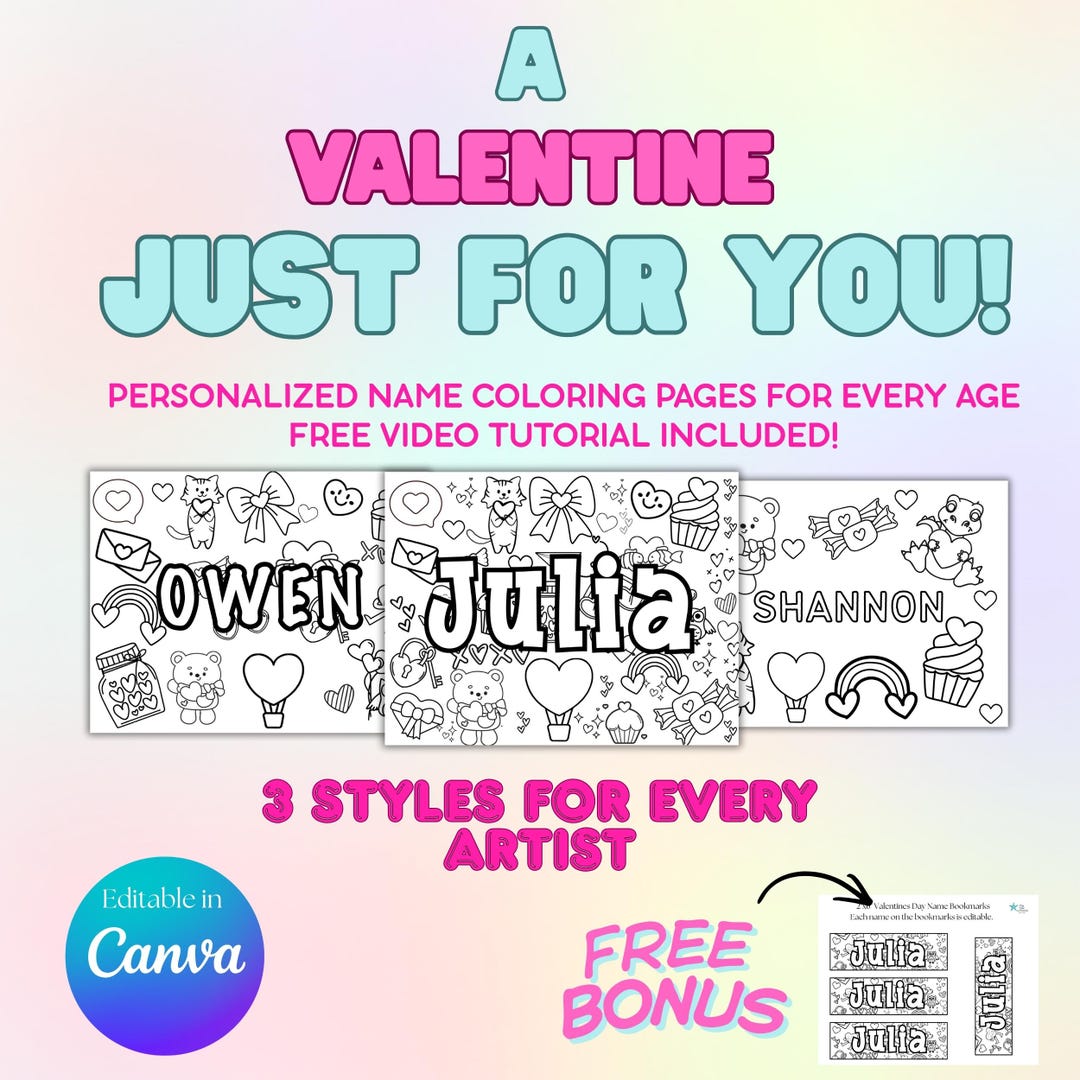 Personalized Valentine Name Printable, Editable Classroom Valentine ...
