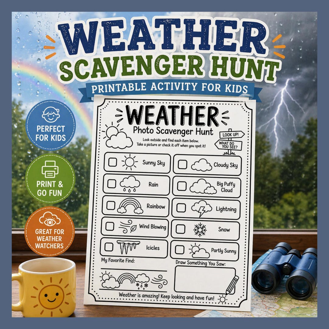 Weather Scavenger Hunt Printable | Weather Photo Hunt for Kids ...