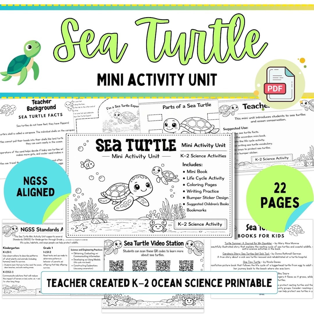 Sea Turtle Mini Unit | Ocean Science Activities for K-2 | Life Cycle ...