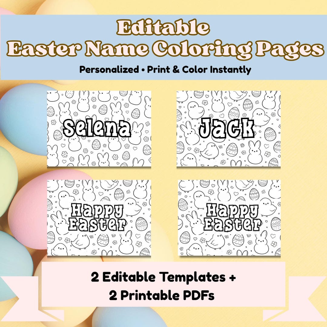 Editable Easter Name Coloring Pages, Personalized Easter Coloring Sheet ...