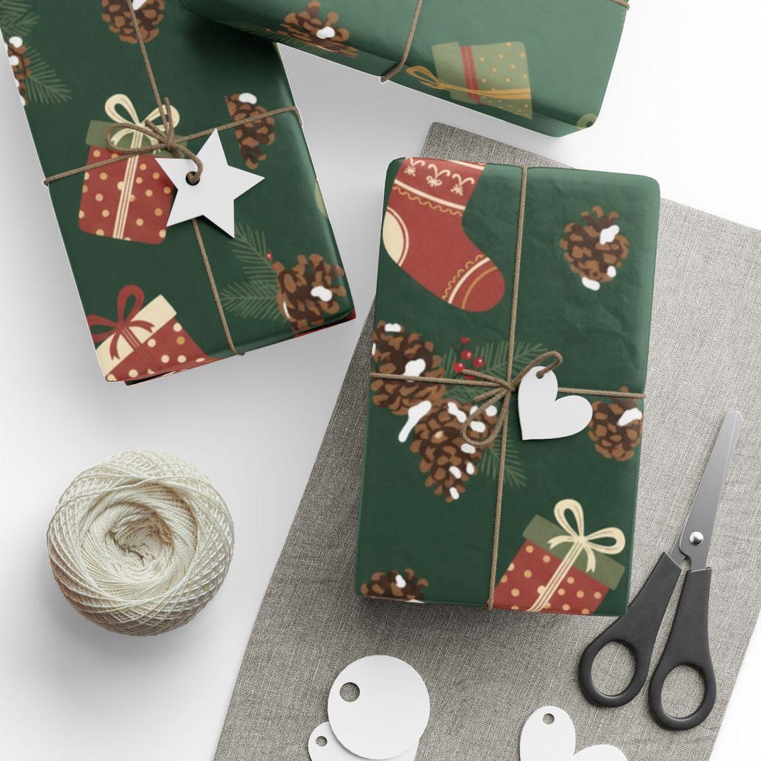 Festive Christmas Wrapping Paper, Holiday Gift Wrap, Presents ...