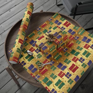 Festive Christmas Wrapping Paper, Holiday Gift Wrap, Elegant Present ...