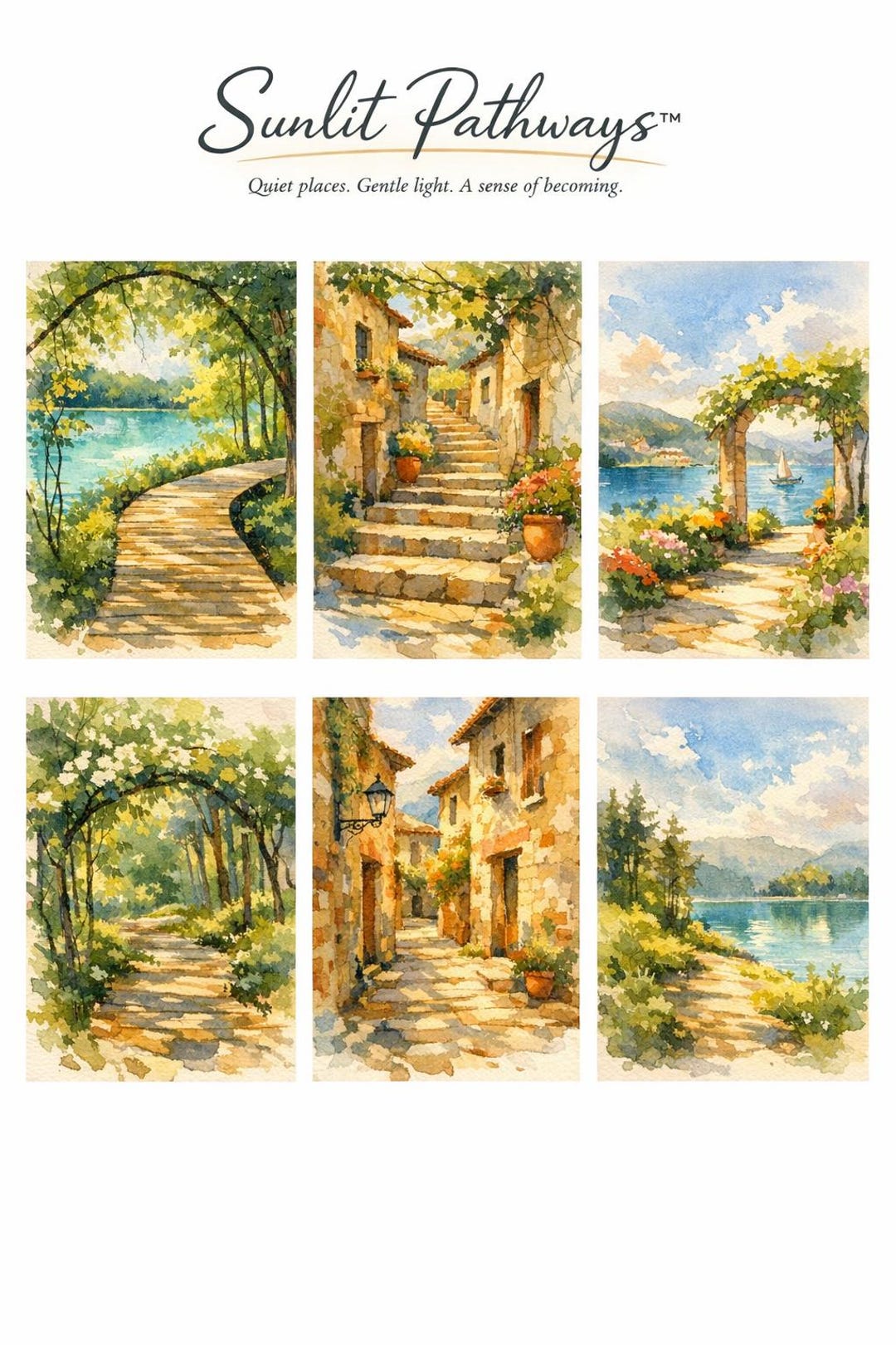 Watercolor Garden Path Art Prints | Cottagecore Nature Decor (digital ...