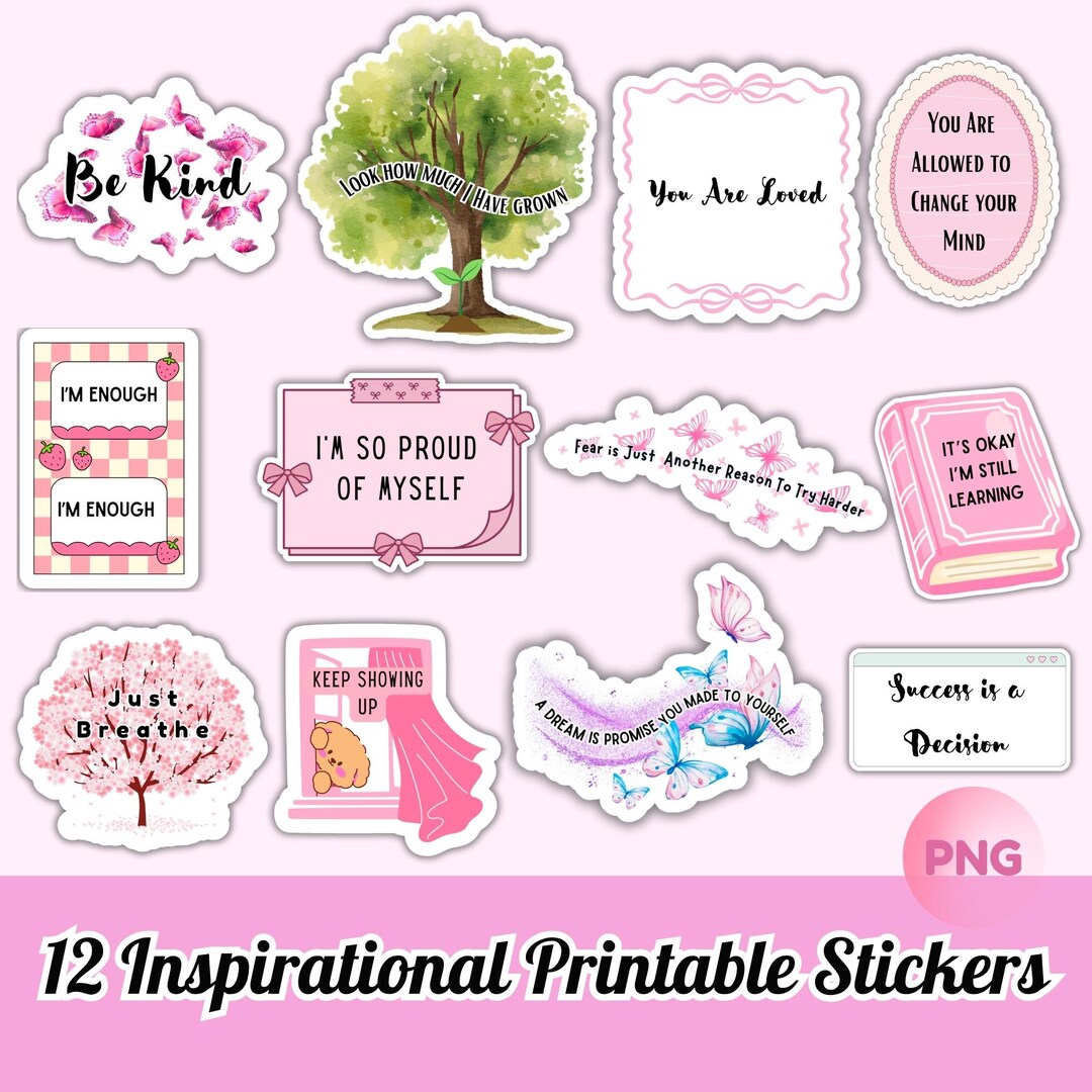 Motivational Stickers: Positive Affirmations, Self-love, Printable Png ...