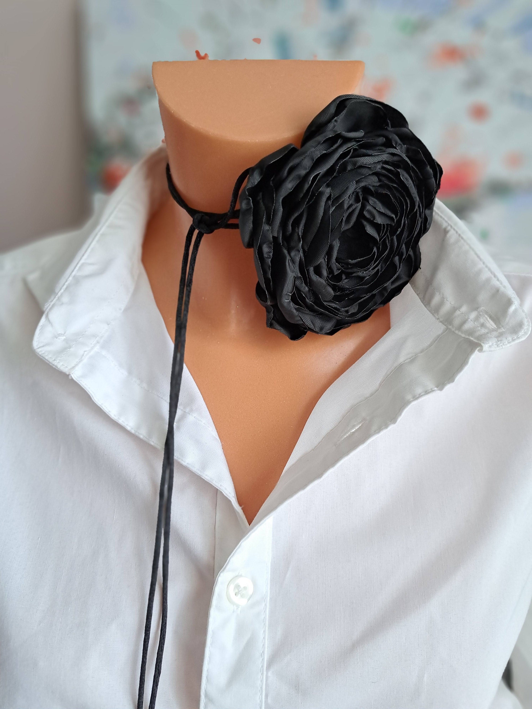 Black Flower Choker Necklace Handmade Floral Choker Fabric - Etsy