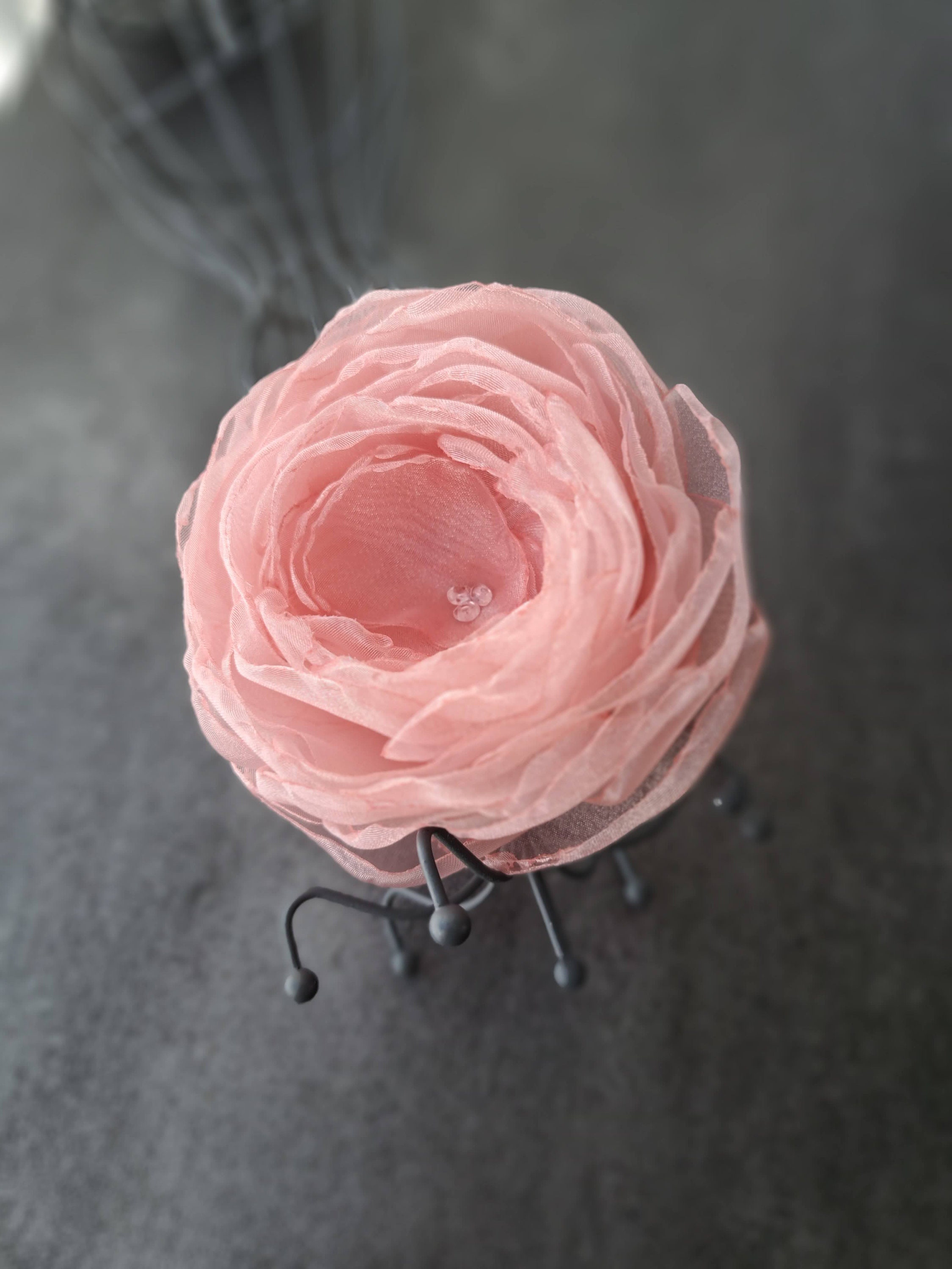 Pink Flower Brooch Pale Powder Flower Elegant Flower Brooch Organza ...