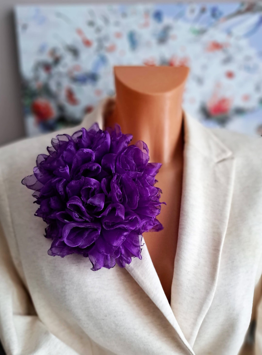 Purple Large Flower Brooch Elegant Brooch For Women Party Flower Brooch