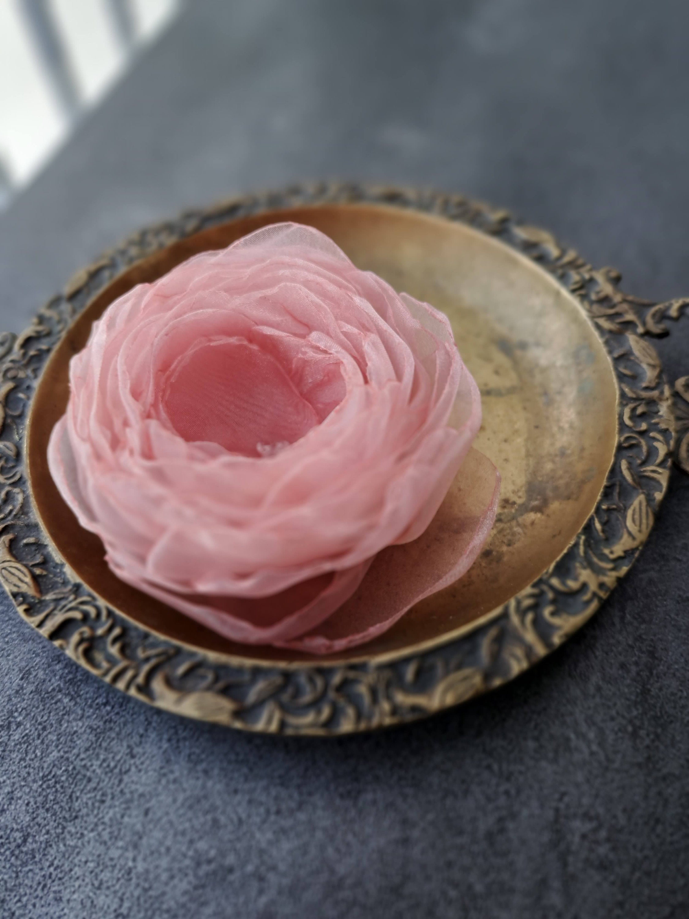Pink Flower Brooch Pale Powder Flower Elegant Flower Brooch Organza ...