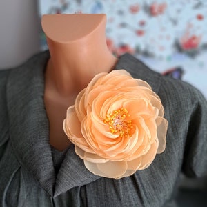 Large Yellow Flower Brooch Organza Flower Pin Elegant Flower Gift for ...