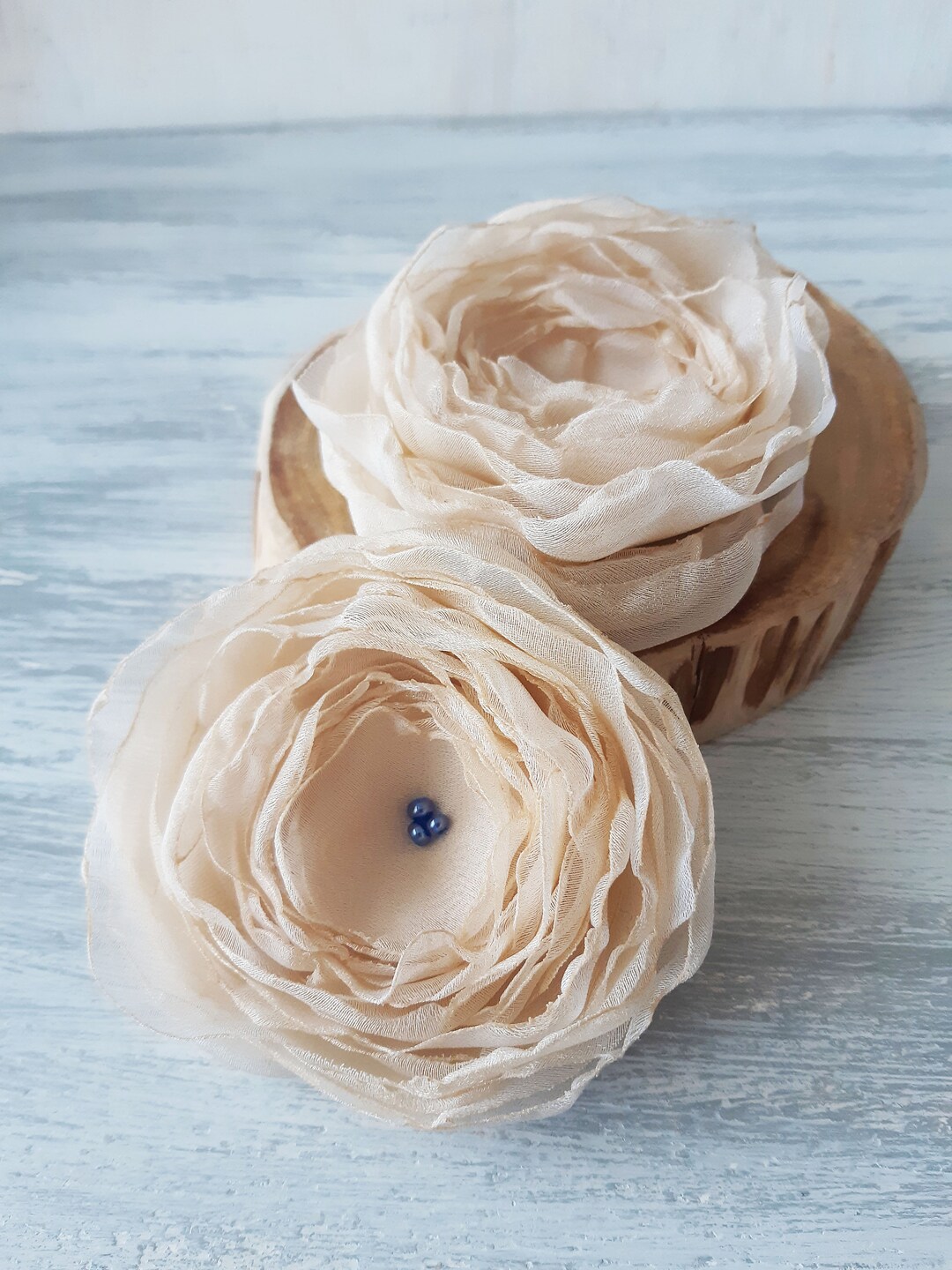 Large Handmade Flower Appliques 2pcs DIY Flowers Sew on Fabric Flowers ...