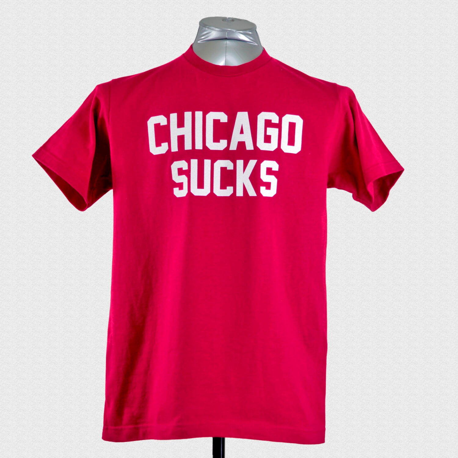 Chicago Sucks Tshirt Red Shirt White Ink Detroit Red Etsy