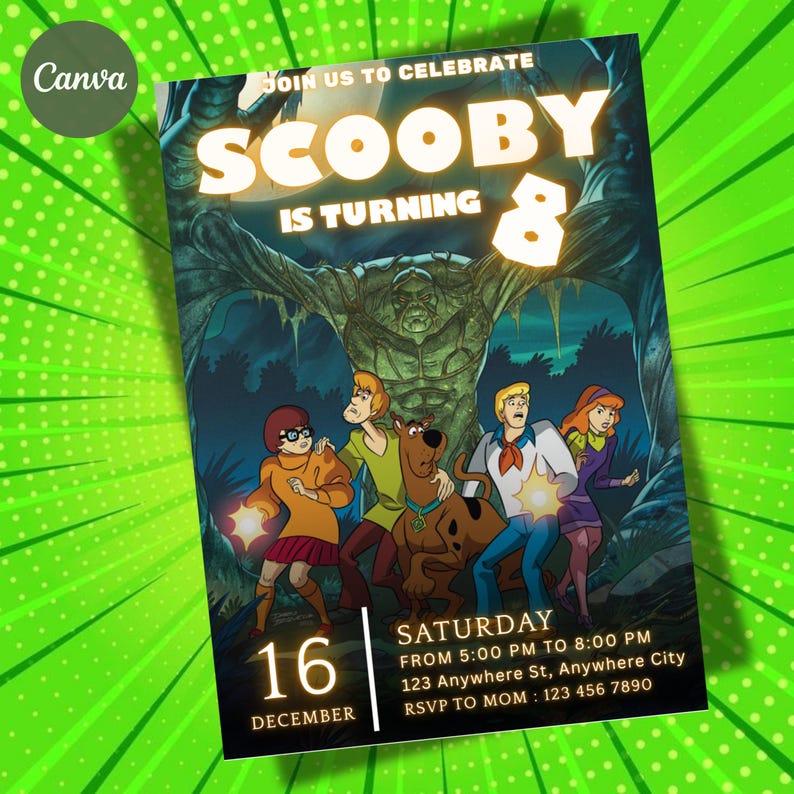Scooby Doo Inspired Birthday Invitation | Mystery Machine Birthday ...