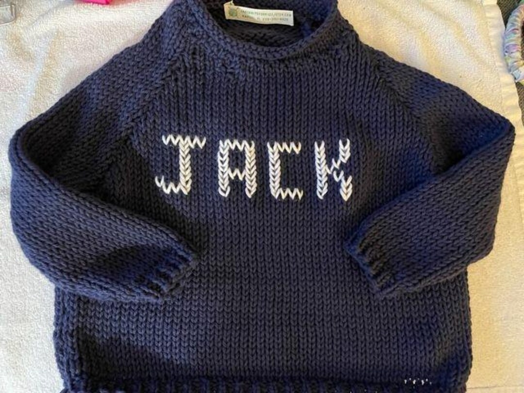 Dk Navy 5T, 6T Cotton-name or 3-letter Monogram Handknit Cotton ...