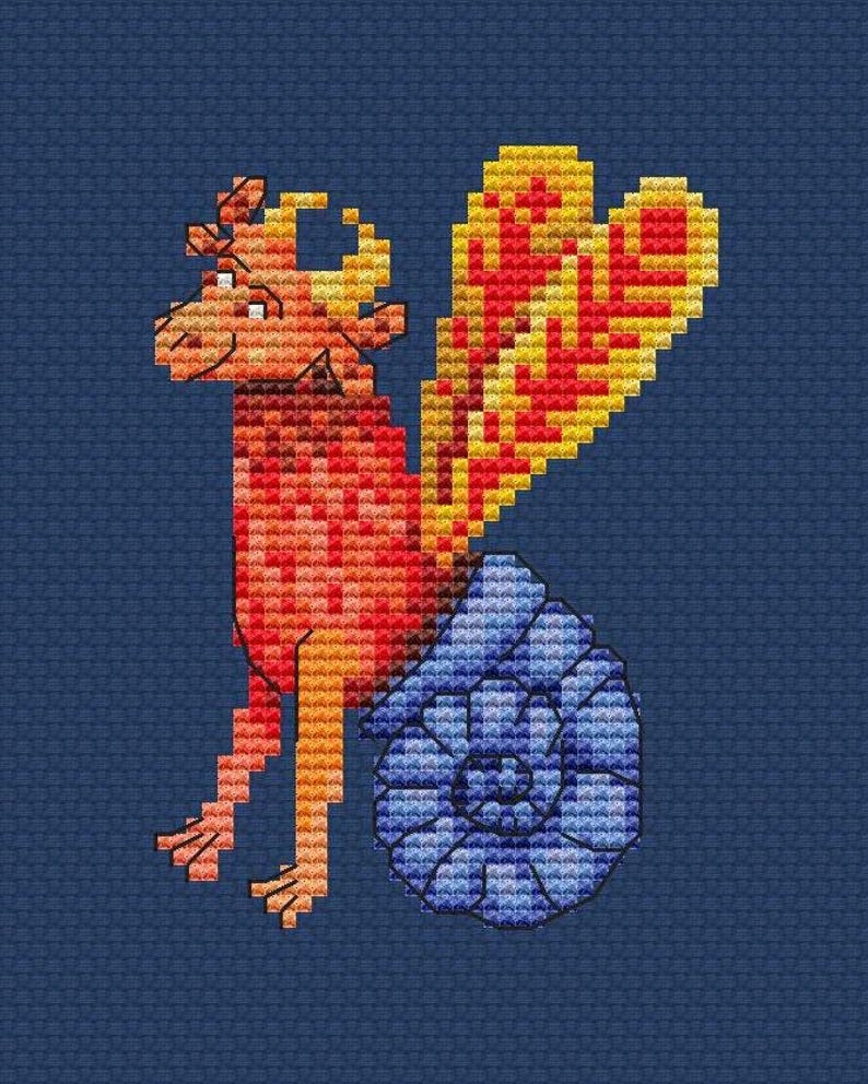 Snail Cow Cross Stitch Pattern: Modern Medieval, Fantasy Cross-stitch ...