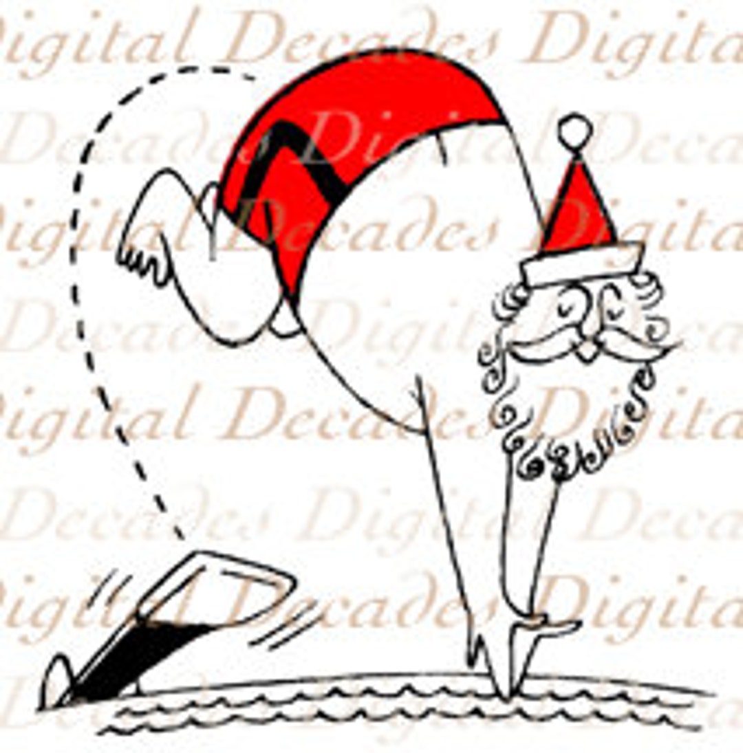 Santa Claus Diving Swimming Christmas Holiday Vintage Digital Image - Etsy