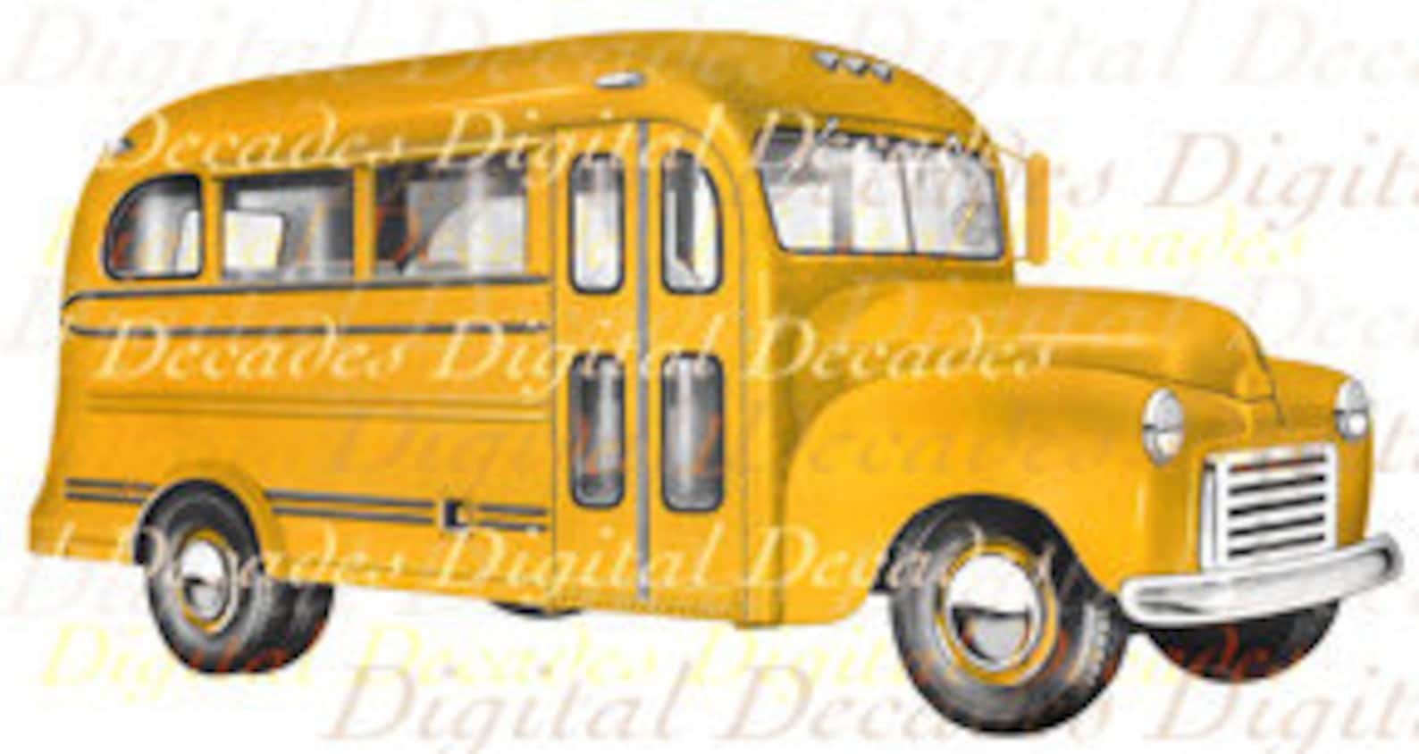 Little Yellow School Bus Student Child Vintage Art - Etsy