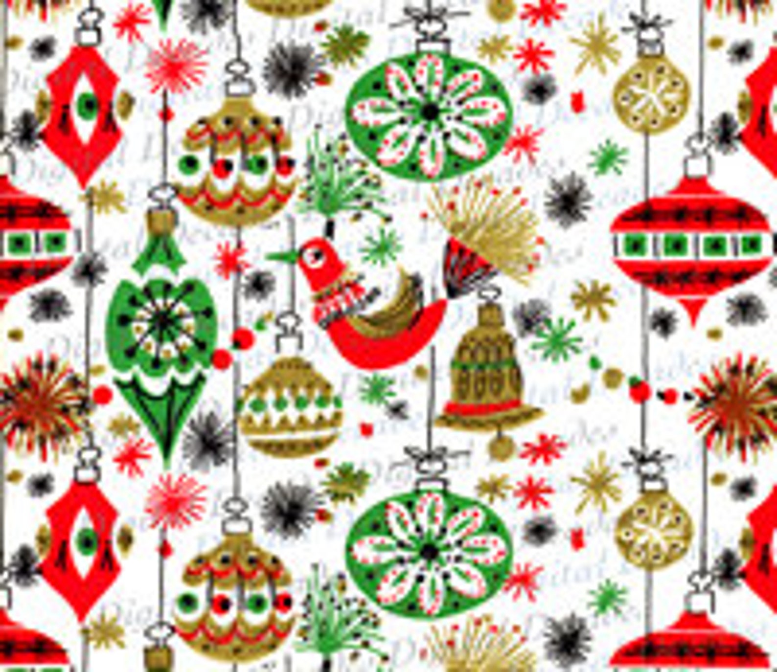 Funky Mid-century Christmas Ornaments Background - Digital Image ...