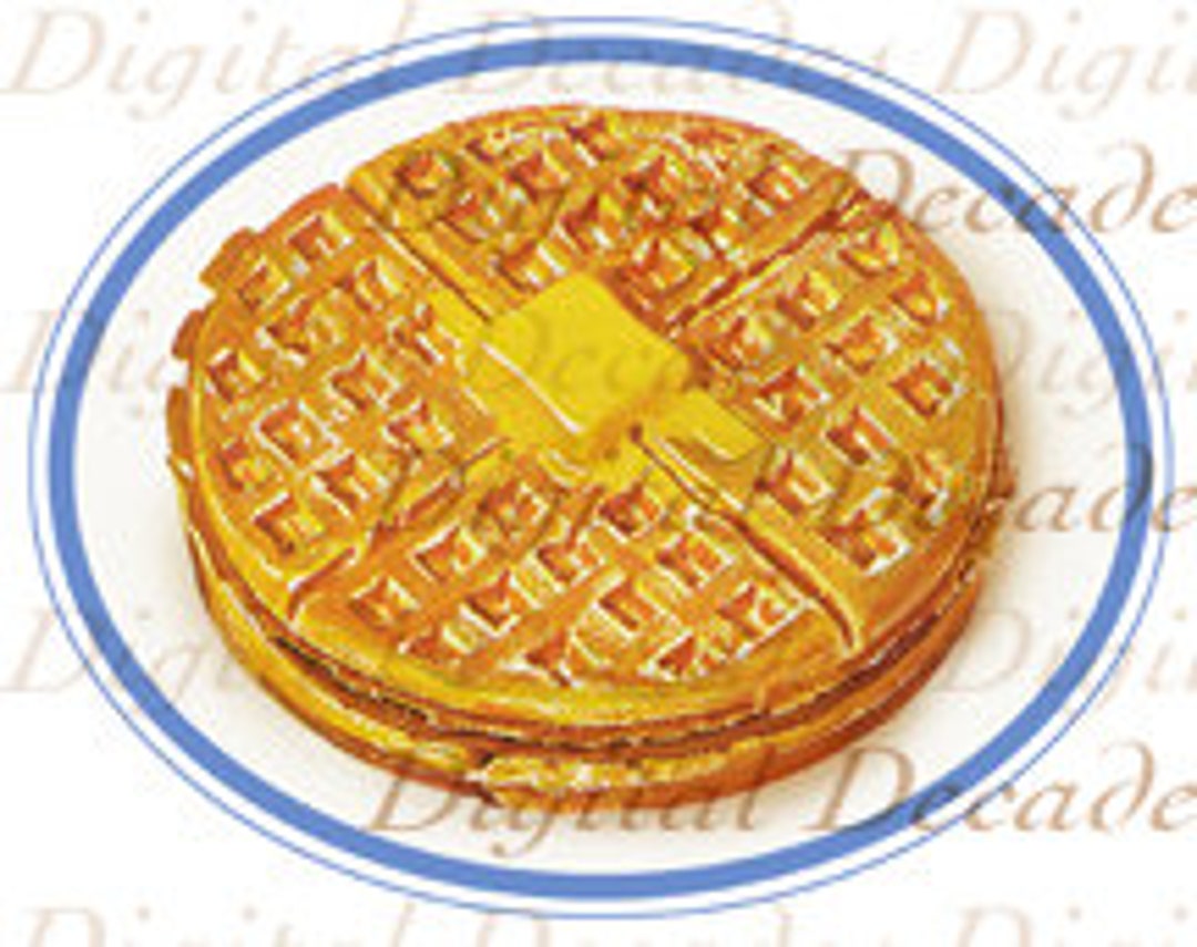 Waffles Breakfast Butter - Digital Image - Vintage Art Illustration ...