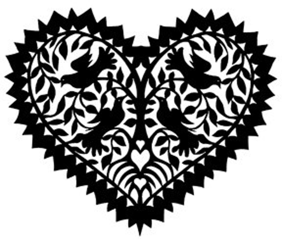 Heart Birds Silhouette Scherenschnitte Paper Cutting Style - Digital ...