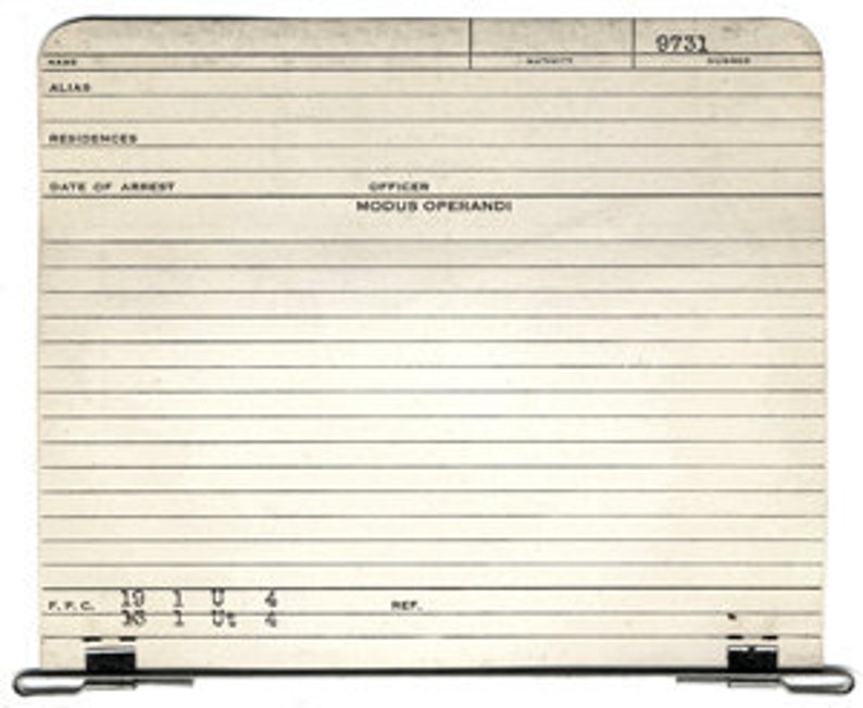 Arrest Sheet Mug Shot Rap Card Book Em Crime Police Detective ...