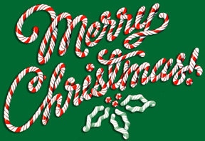 Merry Christmas Candy Cane Words Mid-century Modern Digital Image ...