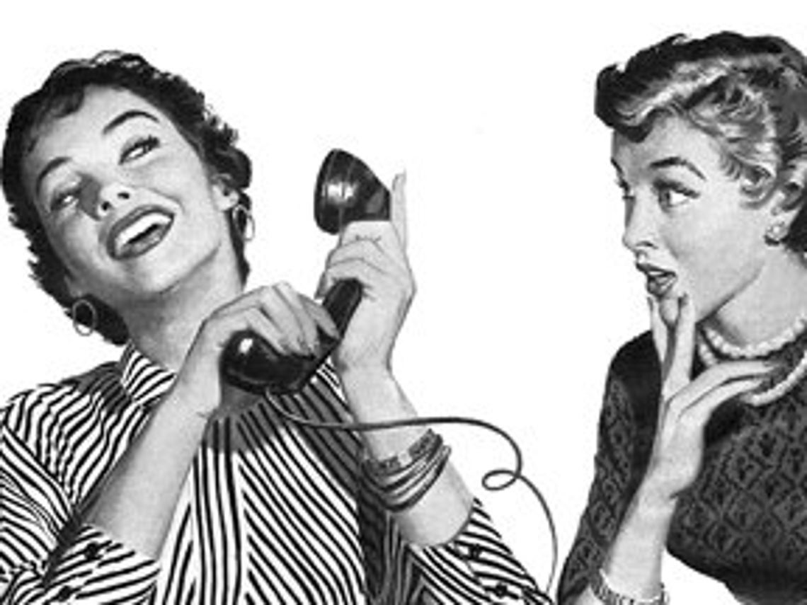 Retro Cartoon Comic Women Talking Phone - Vintage Art Illustration ...