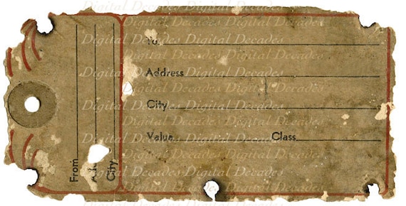 Vintage Shipping Address Label Trunk Mail Digital Image | Etsy