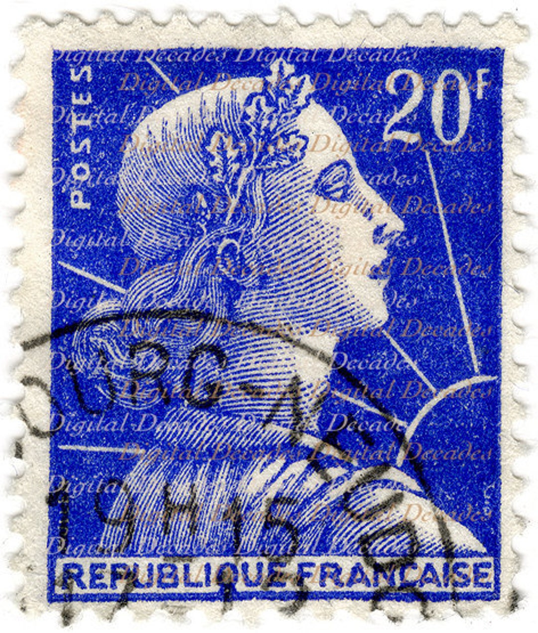 France French Postes Postage Foreign Blue Republique Francaise Stamp ...
