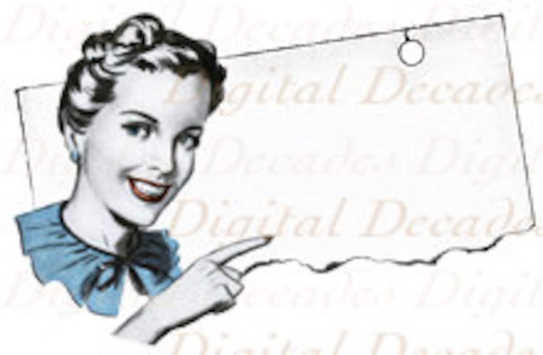 Retro Cartoon Comic Woman - Vintage Art Illustration - Digital Image ...