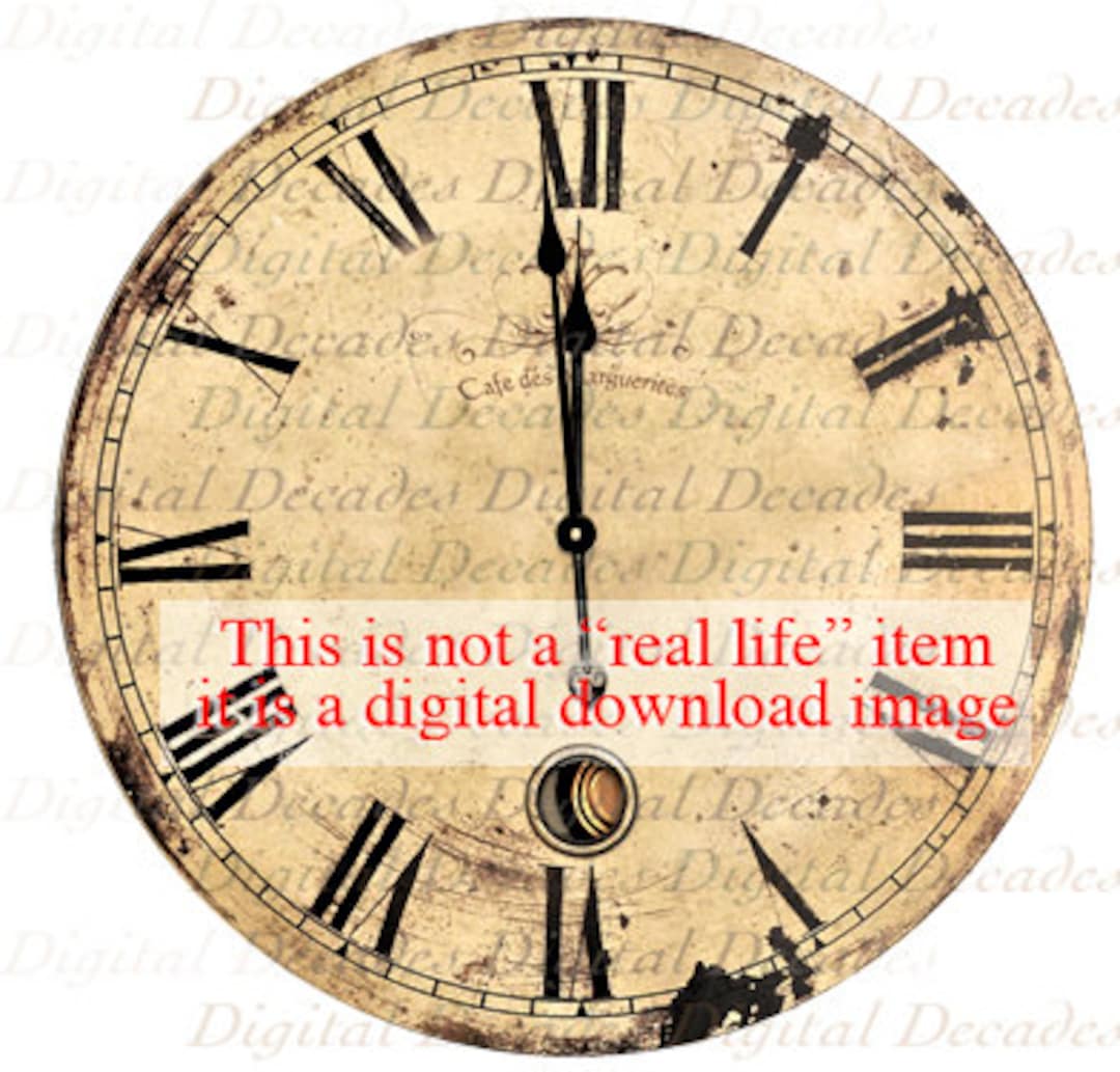 Countdown to Midnight New Years - Old Clock - Time Shabby Rustic ...