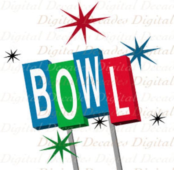 Bowling Sign Digital Image Vintage Art Illustration Retro - Etsy