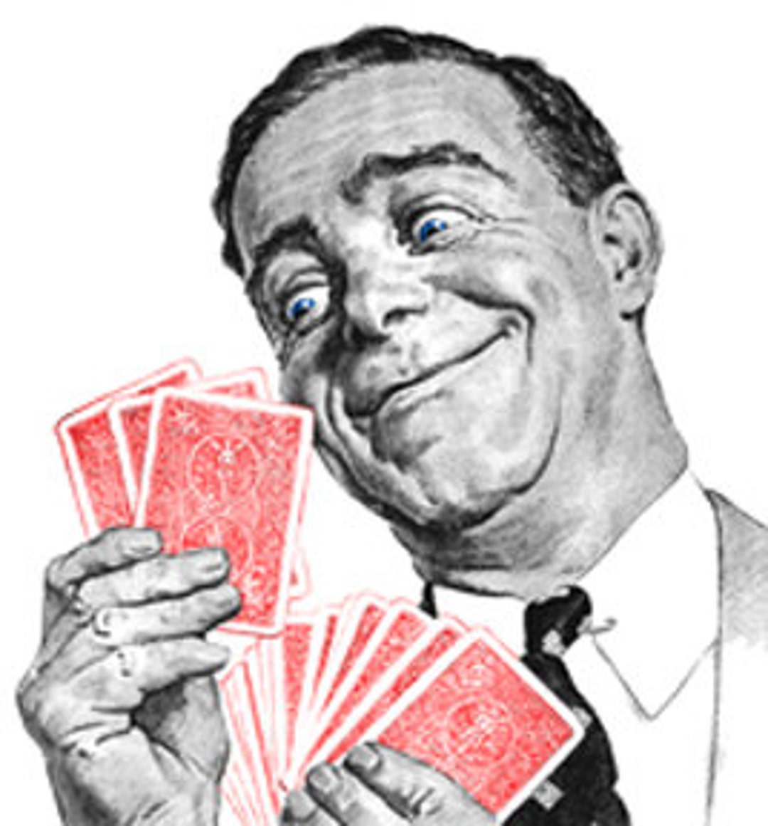 Retro Cartoon Comic Man Poker Face Playing Cards Game - Vintage Art ...