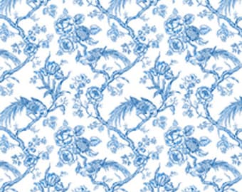 Blue Floral Flower Toile Background Digital Image Vintage | Etsy