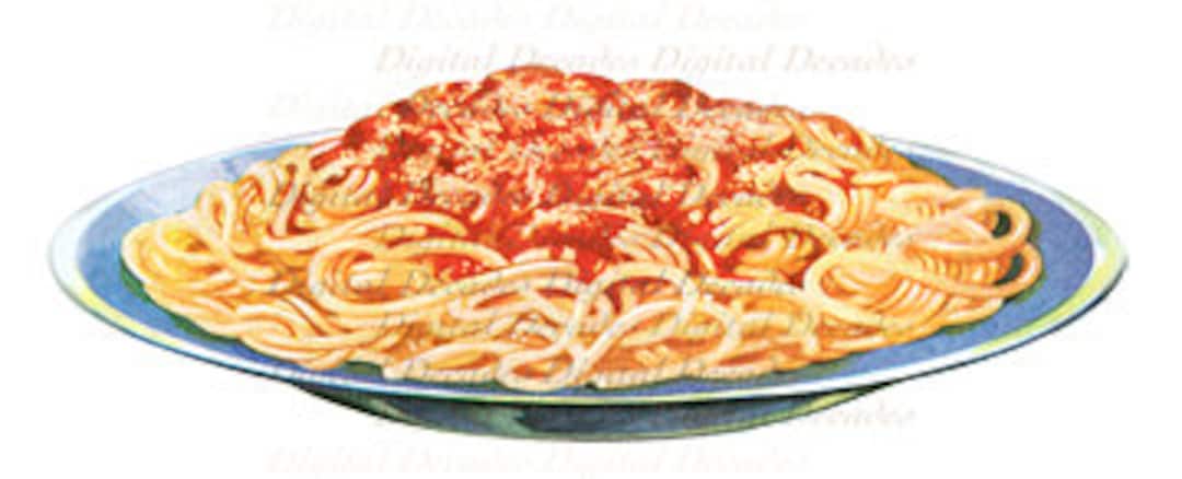 Spaghetti Pasta Sauce Dinner Food Classic Meal - Digital File - Vintage ...