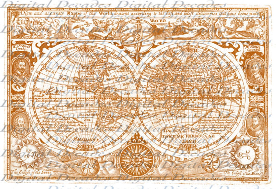 Old World Map - Digital Image - Vintage Art Illustration - Etsy