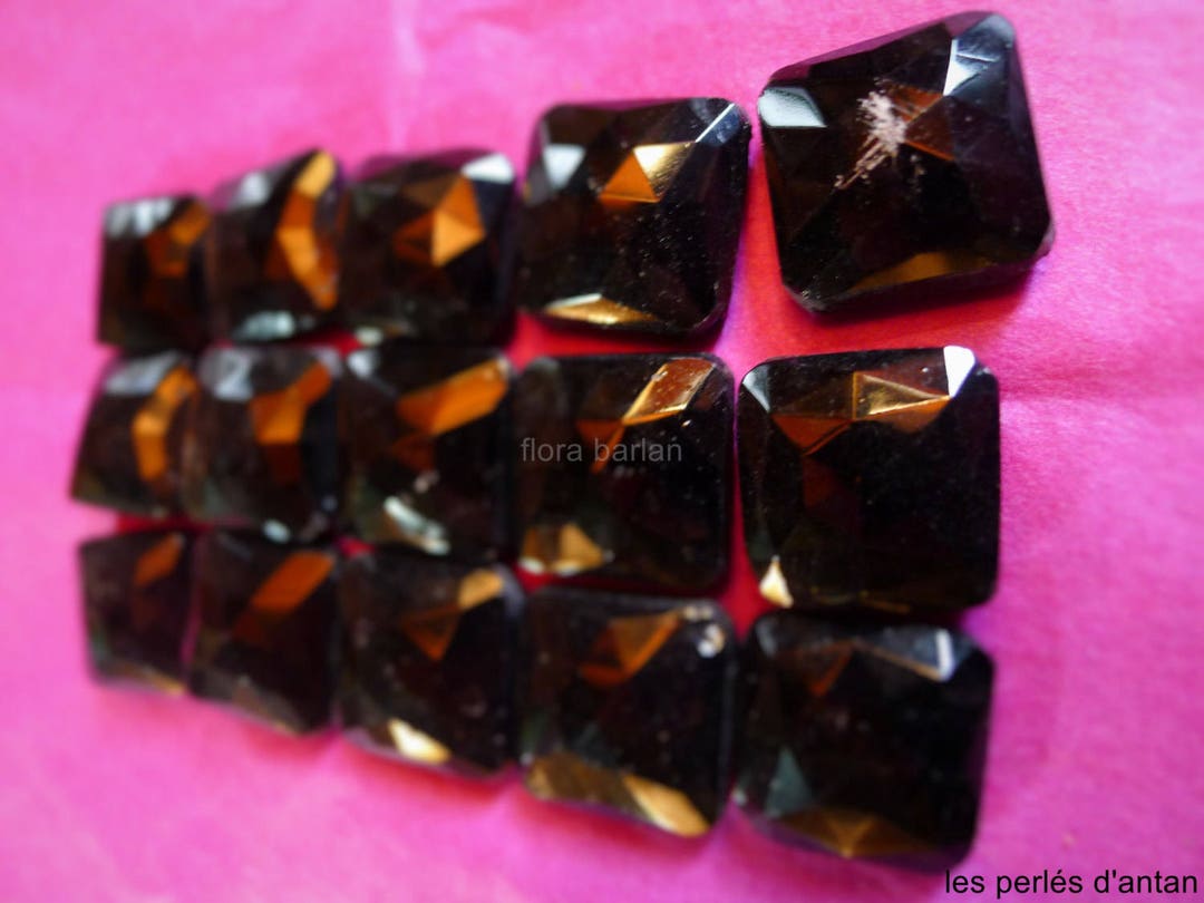 15 Antique Cabochons French Jet Beads Square 1.7cm - Etsy