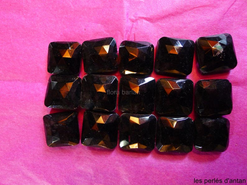 15 Antique Cabochons French Jet Beads Square 1.7cm - Etsy