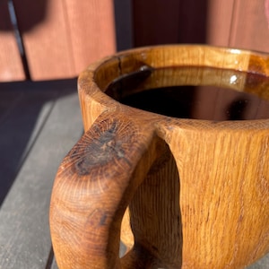 Hand Carved Wooden Coffee Mug – Rustic Oak Wood Mug With Resin Coffee ...