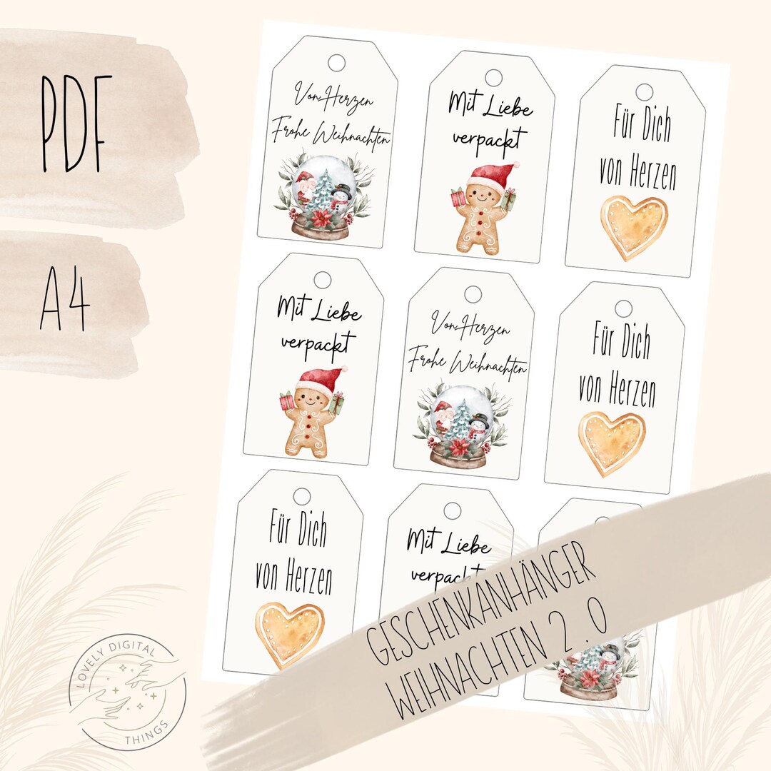Gift Tag PDF Template | Christmas Gift Tags | Printable Gift Tags ...