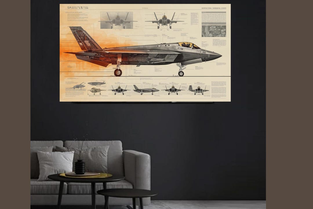 F-35 Fighter Jet Blueprint Poster, Aviation Wall Art (digital Download ...