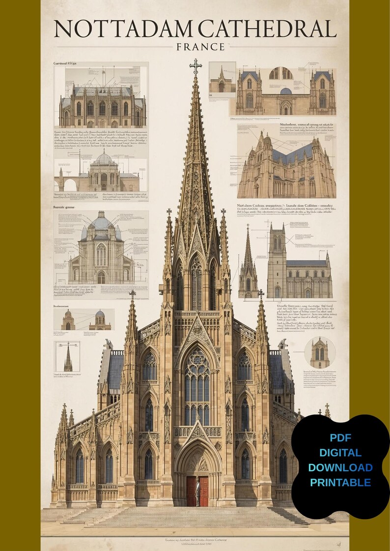 Notre Dame Cathedral Construction Art Print, Gothic Architecture ...