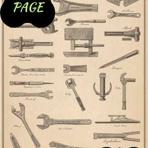 Vintage Hand Tools Chart Set, 12 Vertical Printable Posters, Workshop ...