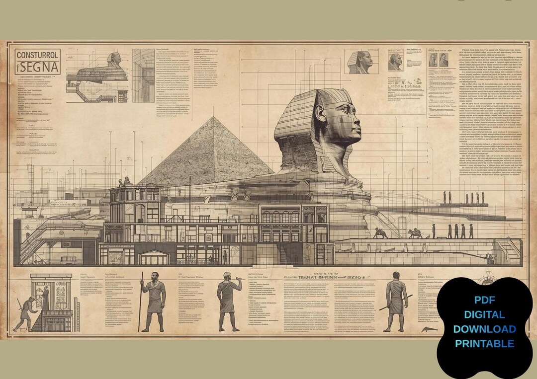 Great Sphinx of Giza Building Process Poster,ancient Egyptian Workers ...